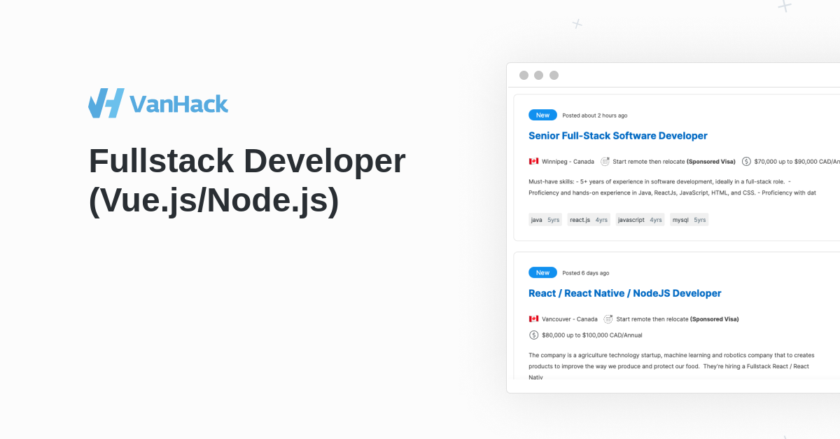 Fullstack Developer (Vue.js/Node.js) - VanHack